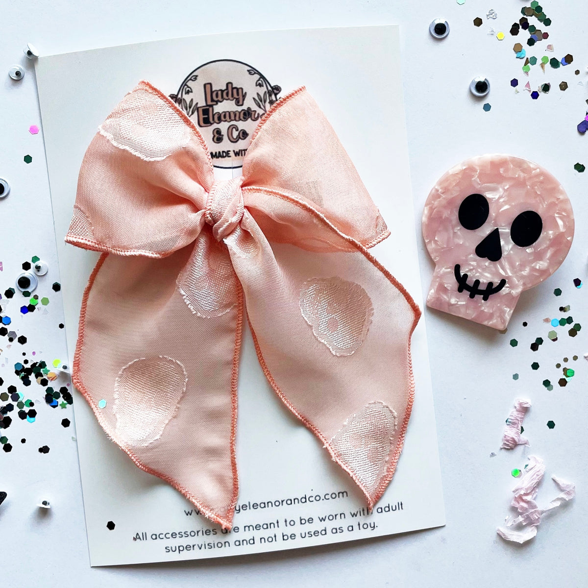 Hand Dyed Peachy Pink Sheer Skeleton Elle Bow – Lady Eleanor & Co